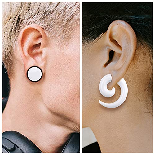 YOFANST Ear Stretching Kit 70 Pieces 14G-00G Ear Gauges Expander Set Acrylic Tapers Plugs Spiral Crescent Piercing Jewelry, White