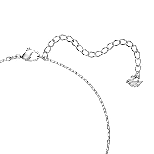 Swarovski Una Angelic Pendant with Circular Clear Crystal and Clear Crystal Pavé on a Rhodium Plated Chain