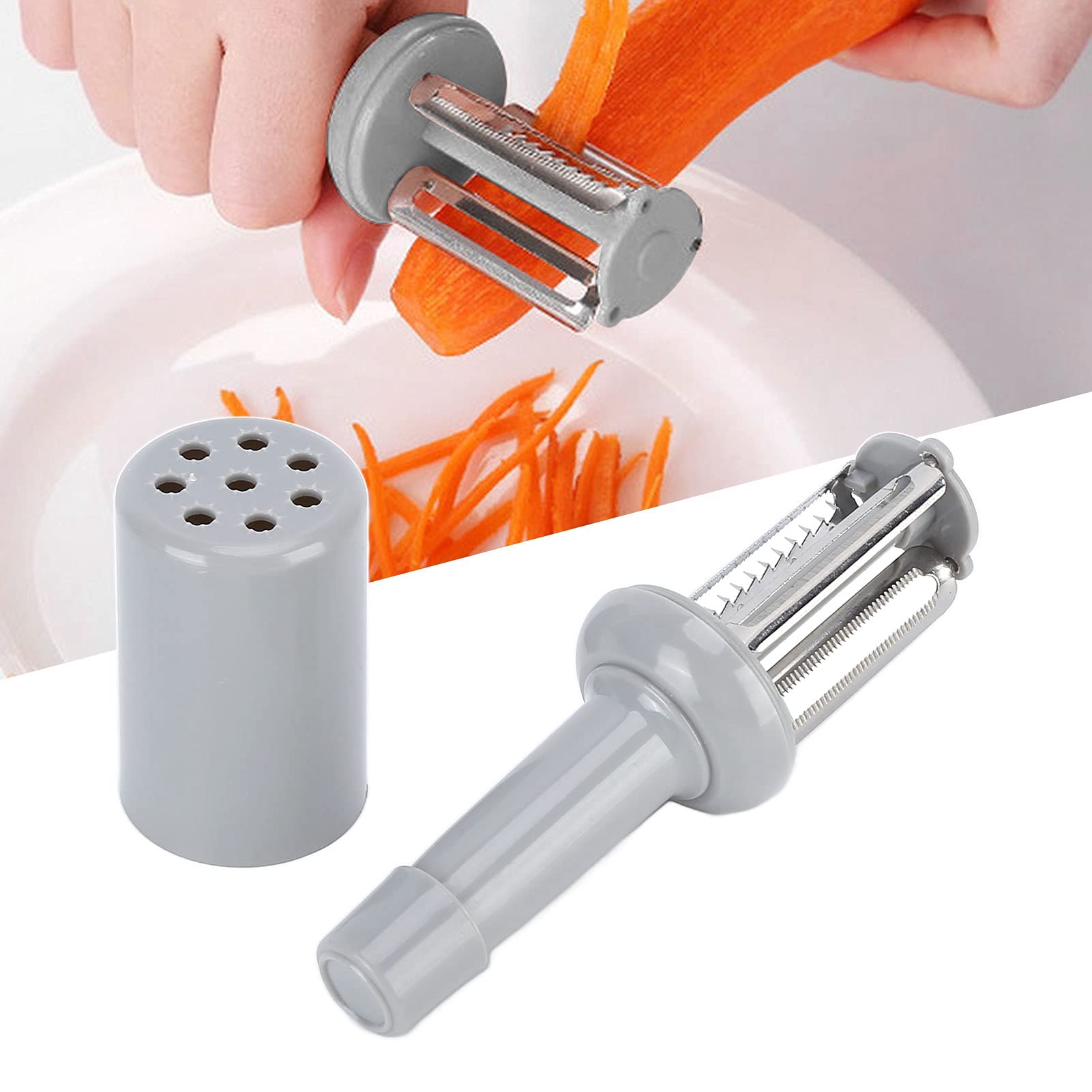 VTOSEN Multifunctional Household Peeler - Durable Potato Peeler, Vegetable Peeler, Carrot Grater, and Kitchen Tool Supplies - Bottle Shape Peeling Knife(Gray)
