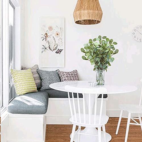 XHXSTORE 3Pcs Artificial Greenery Stems Fake Greenery Eucalyptus Leaf Artificial Silver Dollar Eucalyptus Stem Branch for Party Wedding Garden Home Office Outdoor Indoor Decor