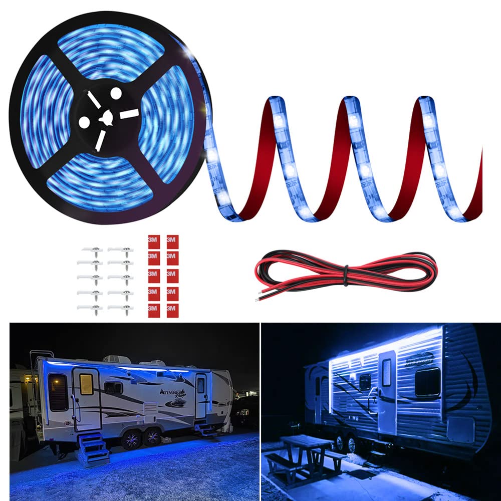 Vbakor RV Awning Led Lights, 20FT 12V Camper Awning Lights for Camper Motorhome Travel Trailer Concession Stands Food Trucks, Waterproof RV Exterior Awning Light Strip for Party BBQ