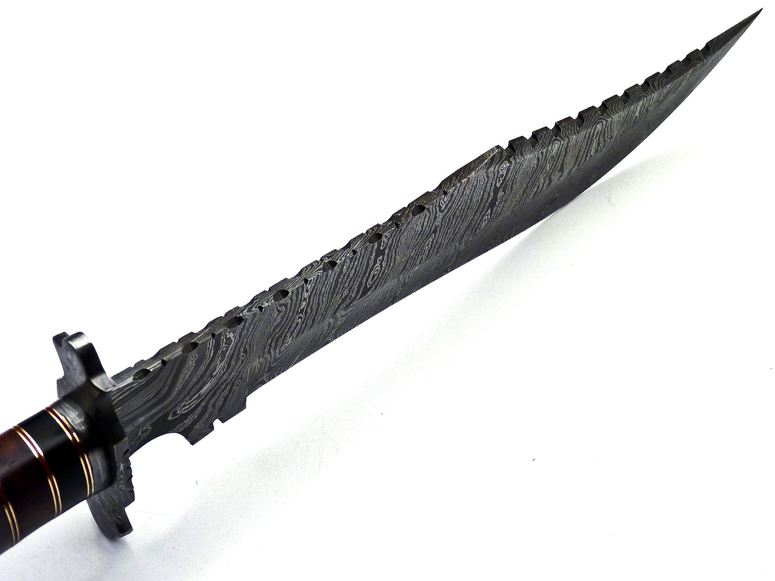 UK UNIQUE SHARP KNIVES BK-3039 Handmade Damascus Steel 15 Inches Damascus Steel Hunting Knife - Beautiful Rose Wood & Bone Handle