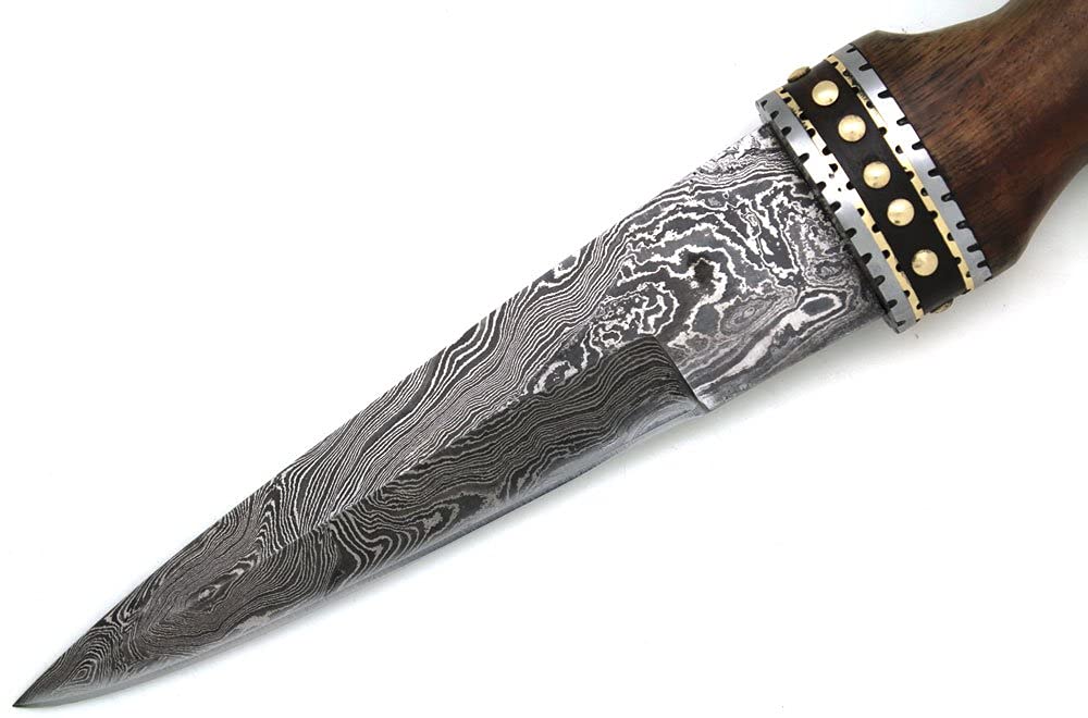Wild Turkey Handmade Custom Real Damascus Collection Scottish Outdoor Hunting Knife (Brown)