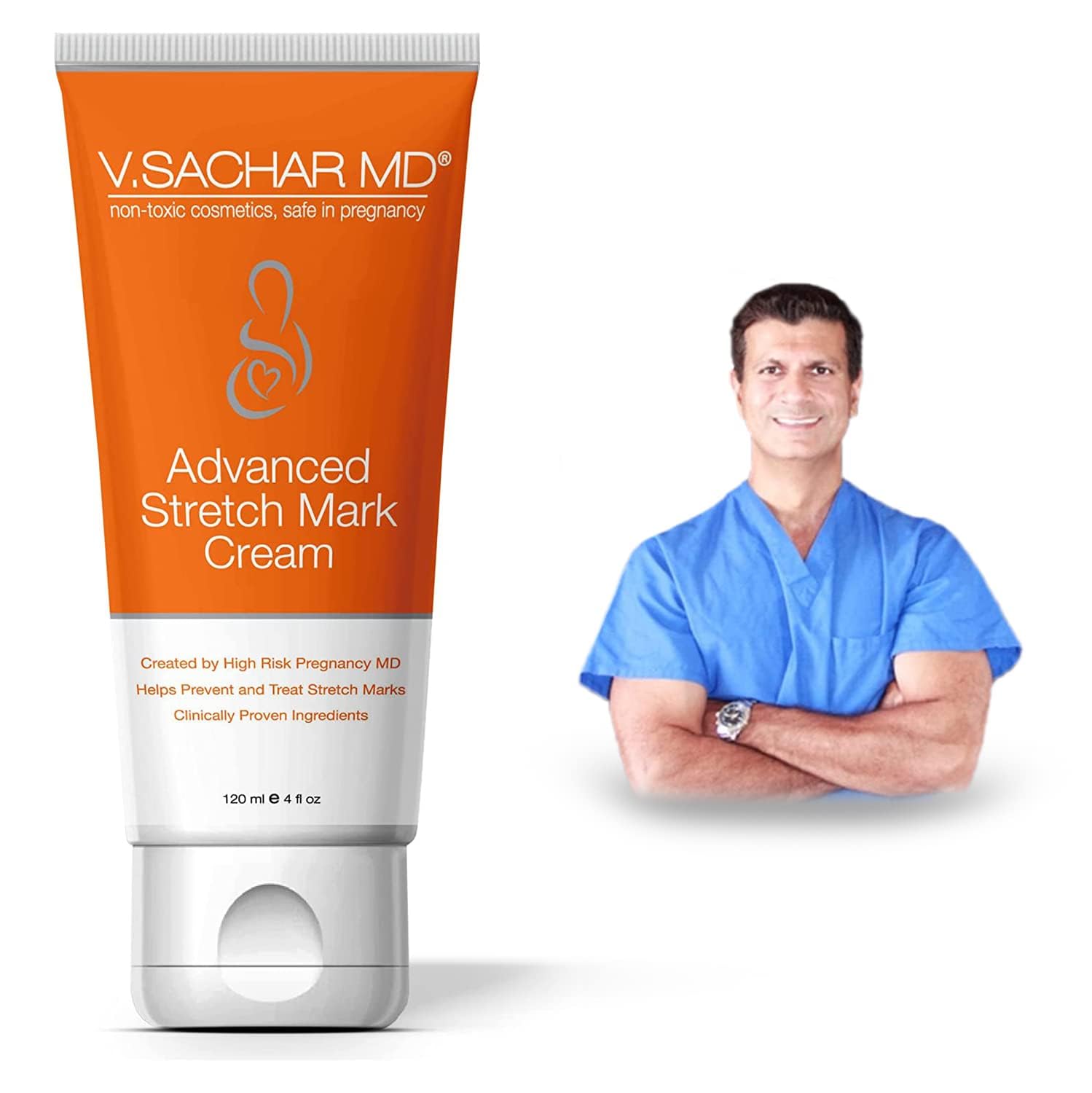 V.SACHAR MD Maternity Stretch Mark Cream: Effective Stretch Mark Treatment for Preventing & Erasing Stretch Marks | 4 Fl Oz