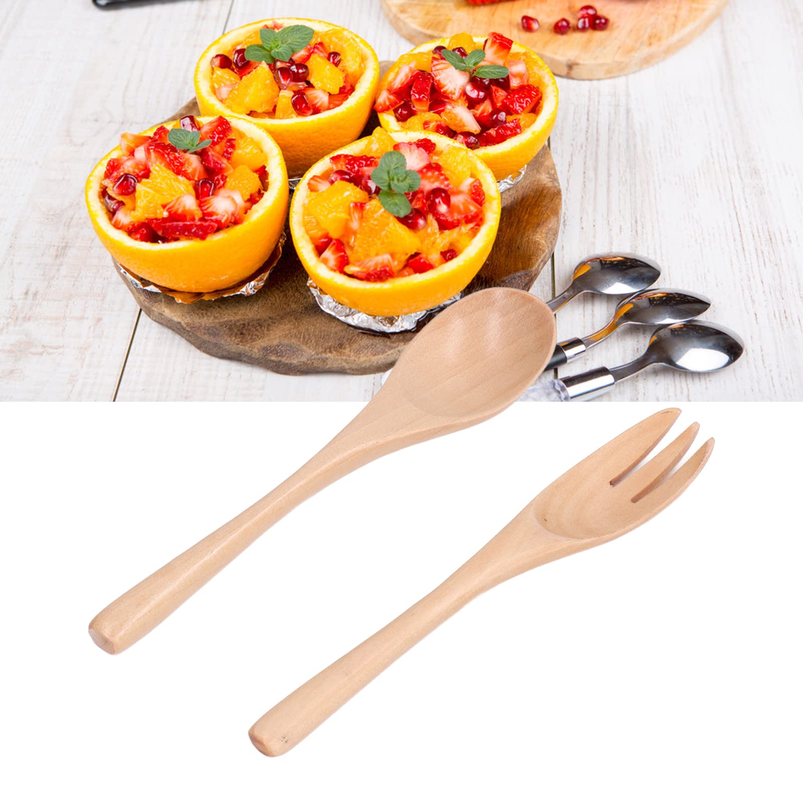 Wooden Spoon Fork Set Reusable Salad Servers Wooden Flatware Set, Utensils, Spoons, Forks Wooden Tableware Supplies