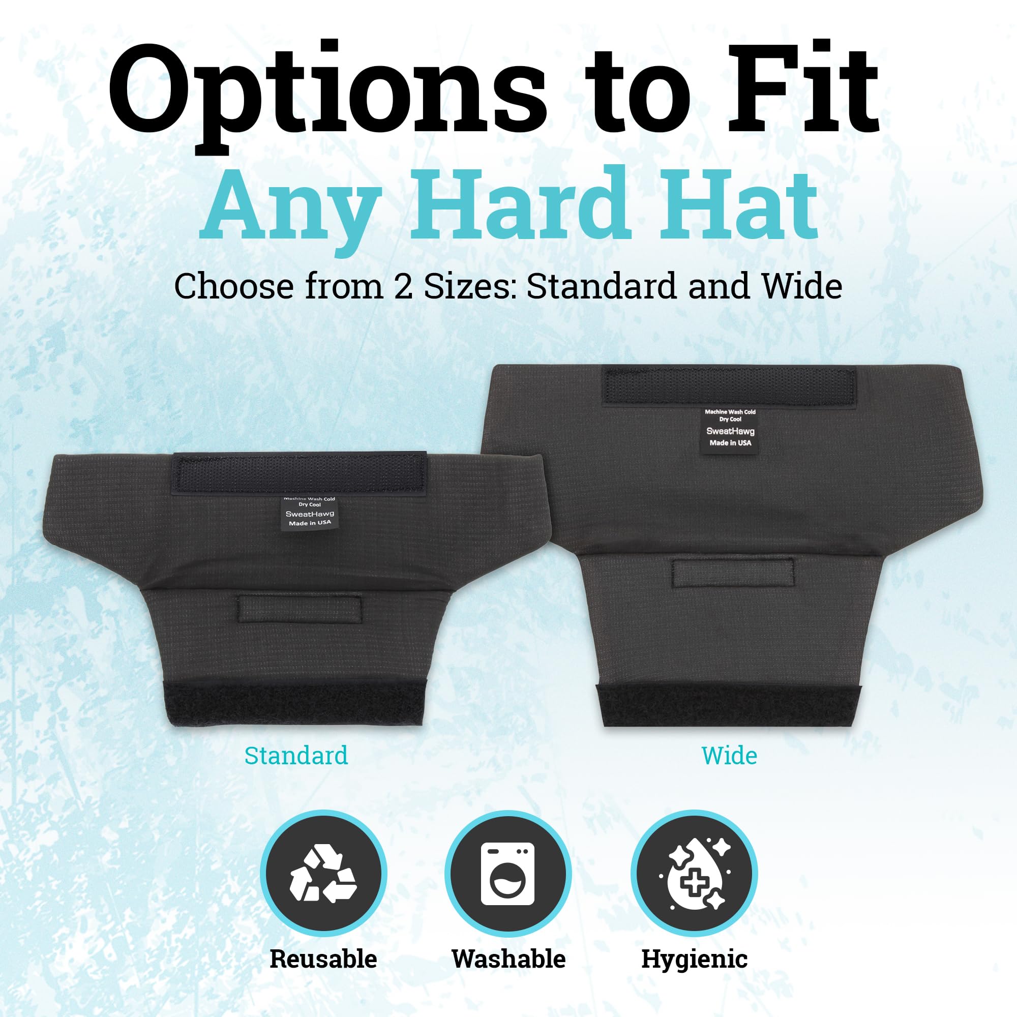 SweatHawg Hard Hat Sweatband - Highly Absorbent Aggressively Wicking Sweat Band - No Sweat, No Drips. Reusable, Wear, Wash, Repeat - Wide 2β Brow Strap (Charcoal Black)