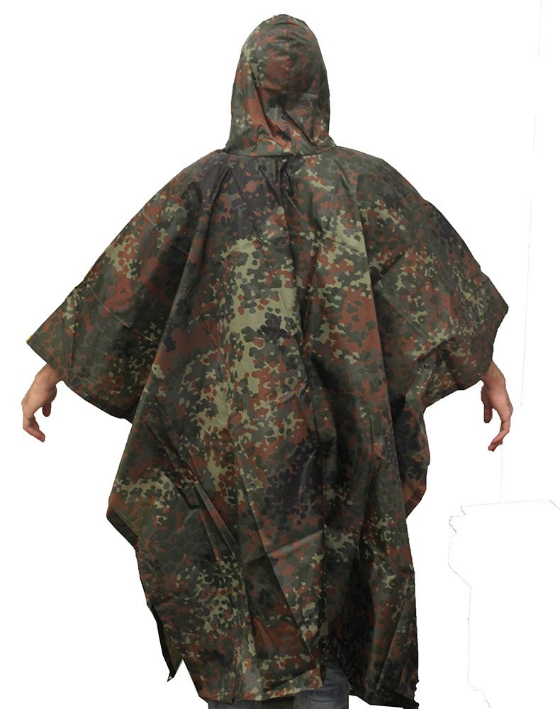 Ultimate Arms Gear Waterproof Rip Stop German Flectarn Military G.I. Style Poncho Tent Shelter