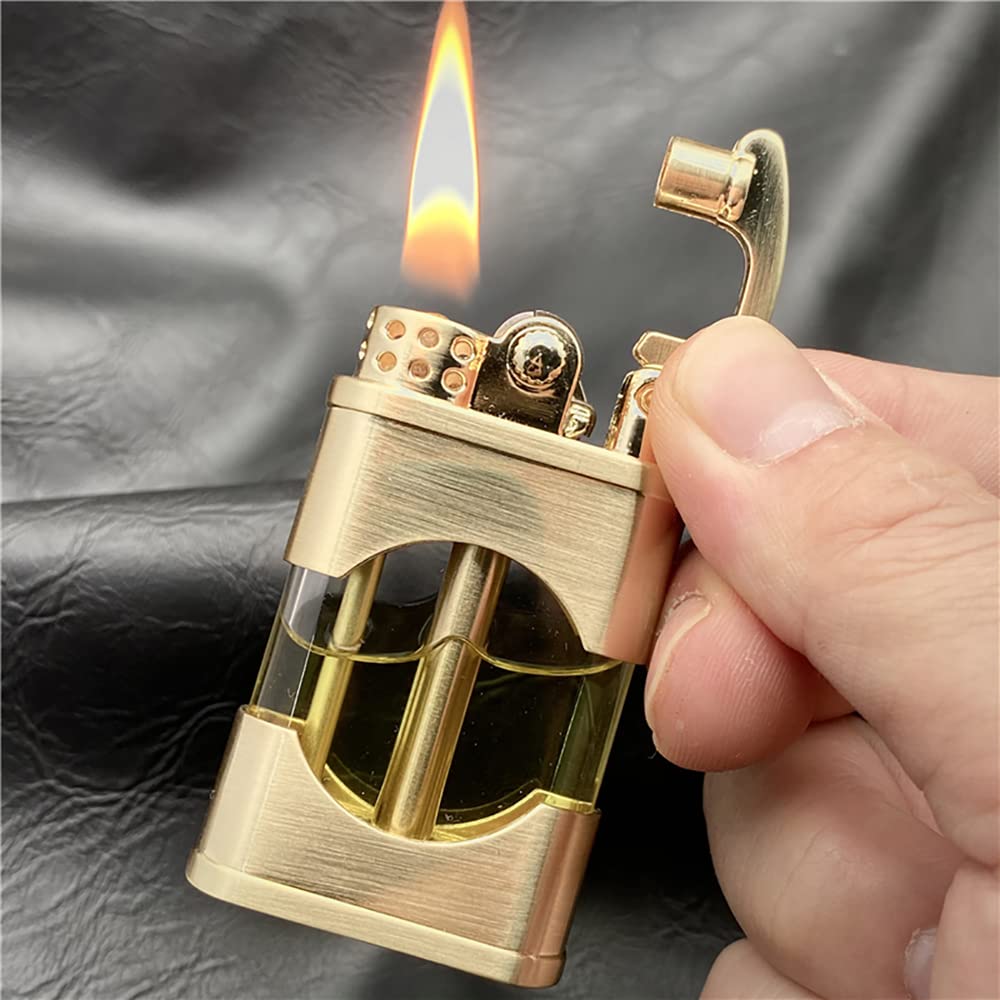 Vintage Lighter,Creative Transparent Bottle Design,Kerosene Lighter,Lighter Unique Birthday Gifts for Men Dad Husband (Black,Medium)