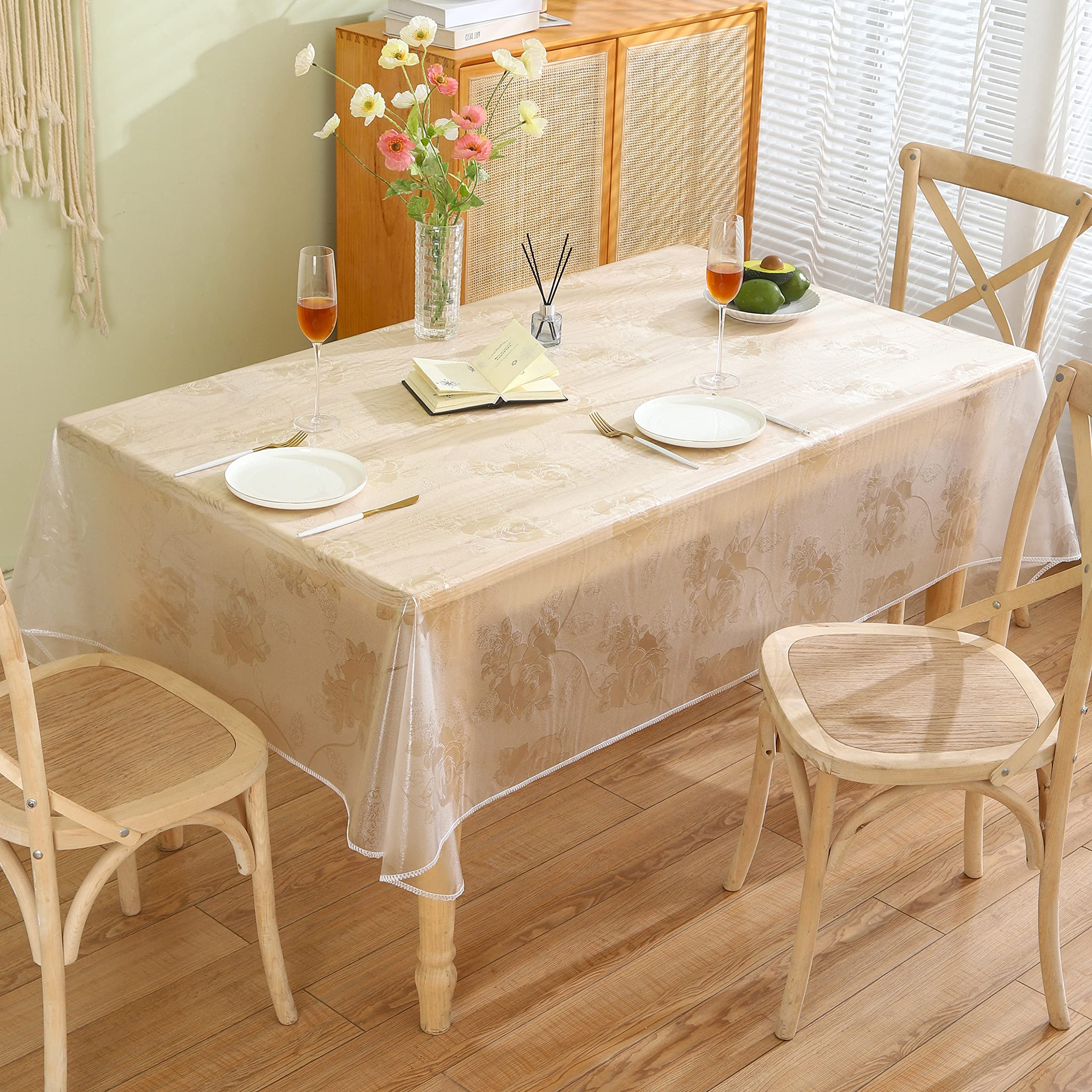 Walrus Clear Vinyl Tablecloth Protector Waterproof/Oil-Proof Plastic Rectangle Transparent Sheet Table Cover