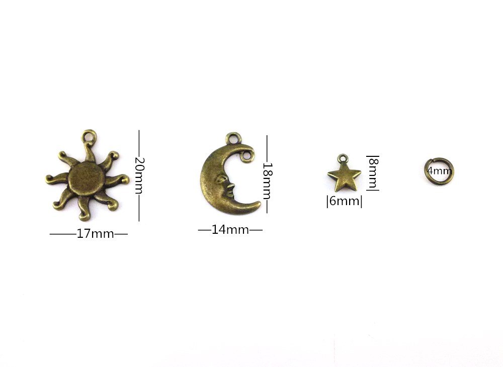 yueton 20pcs Vintage Bronze Sun Moon Star Pendant Findings, DIY Crafts Jewelry Making Charms Accessory