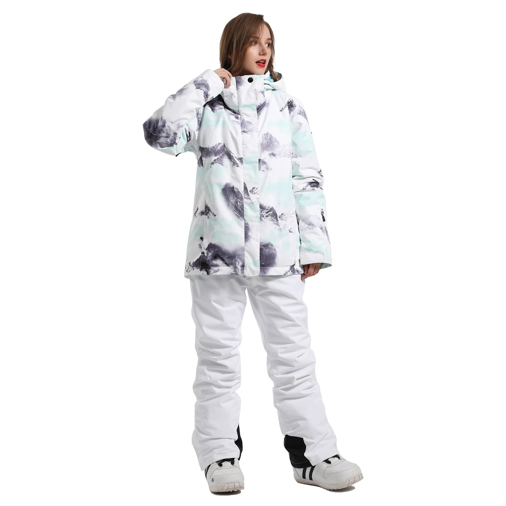 Womens Ski Pants Snow Snowboarding Waterproof Windproof Winter Outdoor Hiking Warm,White,M
