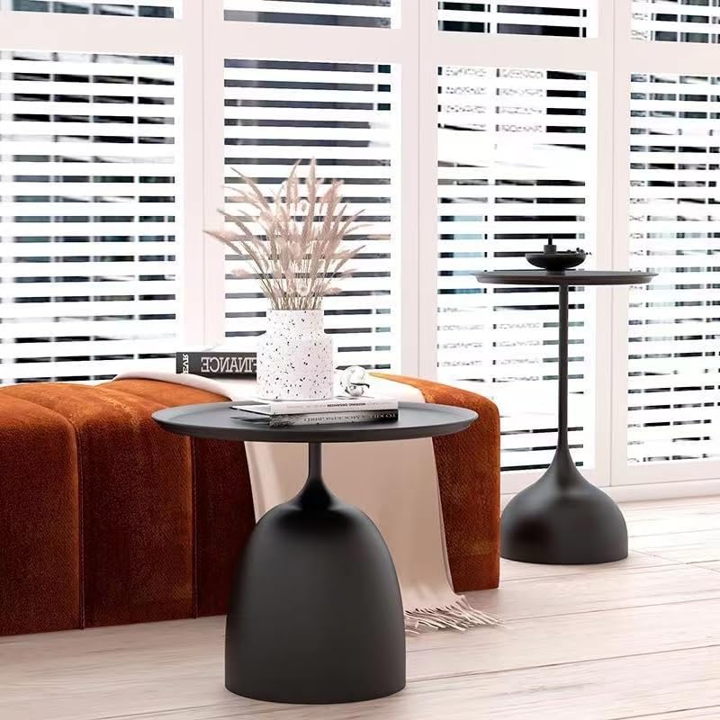 TUSOPORT Modern Nesting Tables, Black, Round, Metal, 24x19x11 inches, 2 Pieces, 40lbs Load Capacity