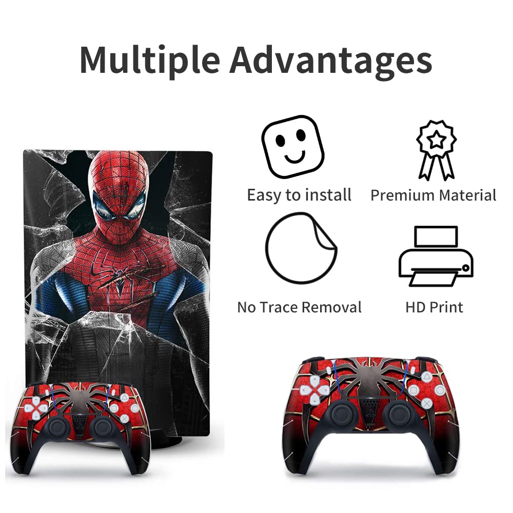 Toxxos Anime Console and Controller Skin Cover Set for PS5 - Red and White Skins for Controllers and Console
