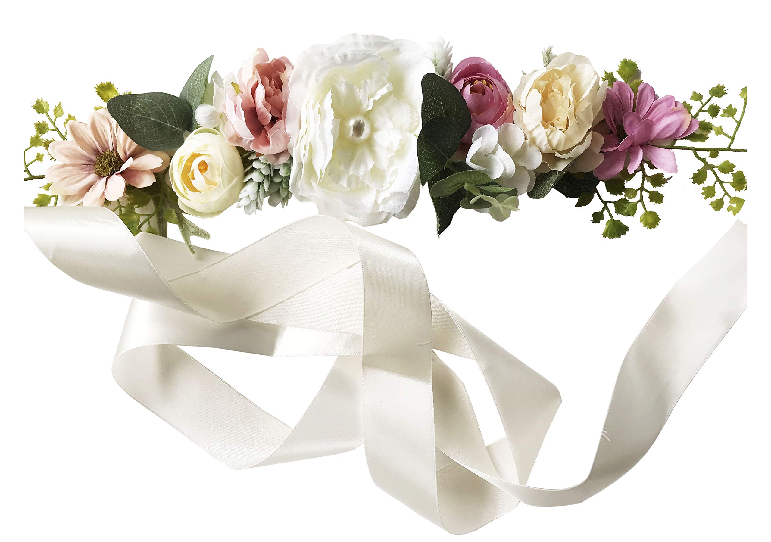 Wedding Bride Belt Sash Maternity Flower Crystal, Flower Sash, Size One Size