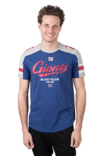 Ultra Game NFL New York Giants Mens Active Crew Neck Jersey Tee Shirt, Team Color, Large