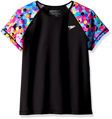 Speedo Girl's Uv Swim Shirt Short Sleeve Printed Rashguard - Manufacturer Discontinued