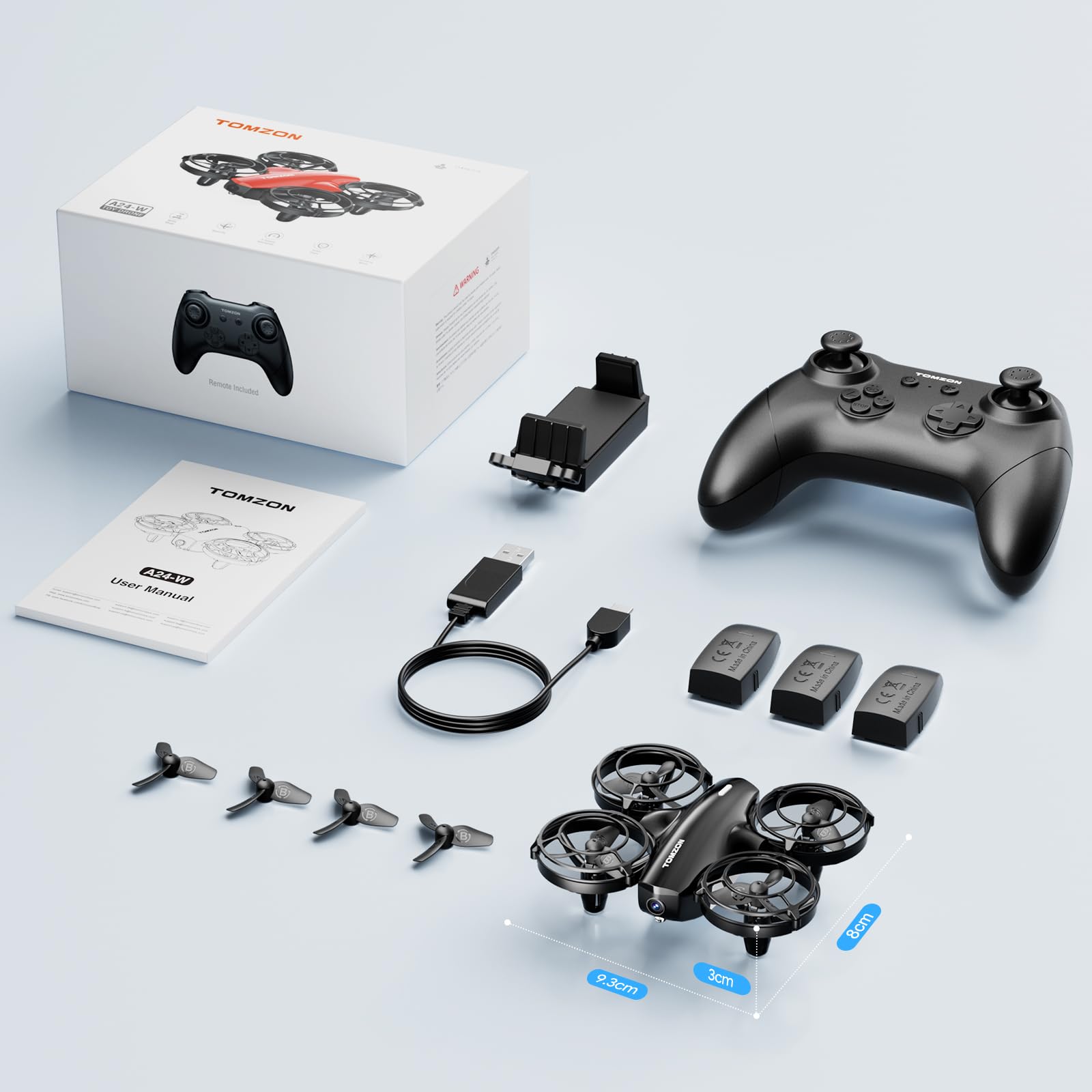 TOMZON A24W Mini Drone with Camera for Kids, 1080P FPV Camera Drone with Battle Mode, Toy Drone for Kids with 3 Batteries 24 Mins, Throw to Go, Stunt Fly Tricks, RC Quadrocopter with One Key Start