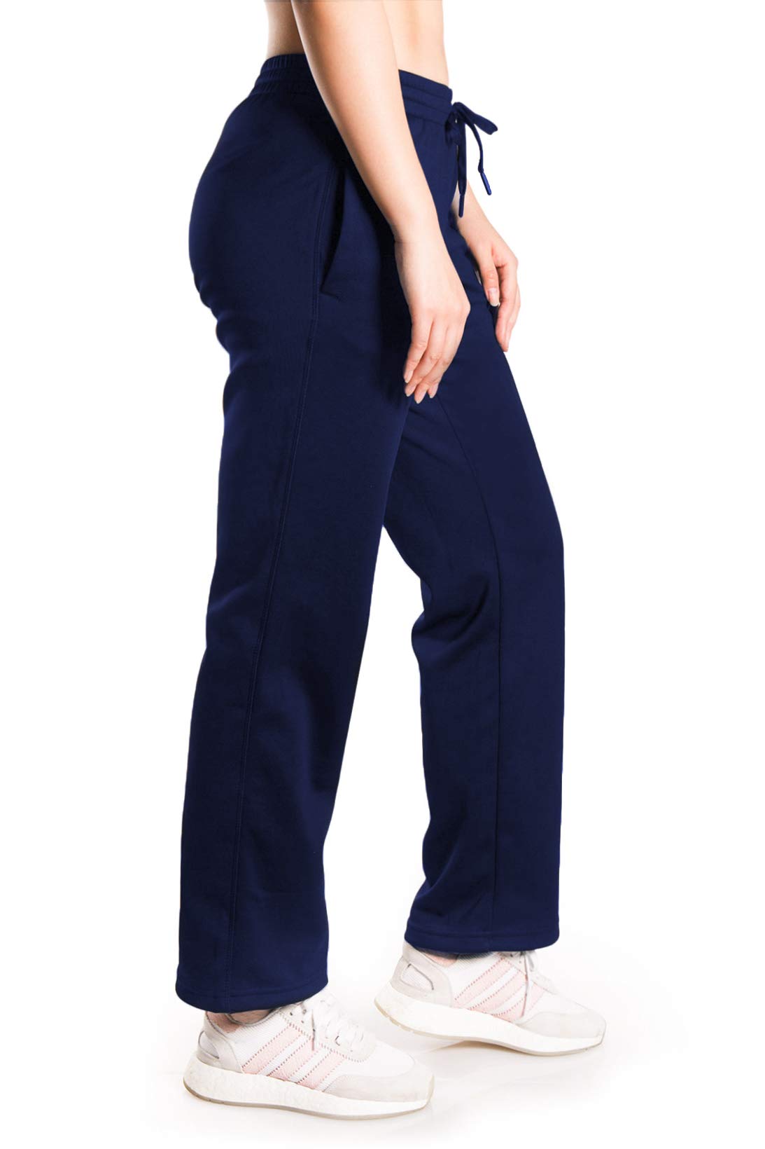 Yogipace Tall Women's Water Resistant Thermal Fleece Pants Winter Lounge Running Sweatpants with Pockets,35",Navy Blue,L
