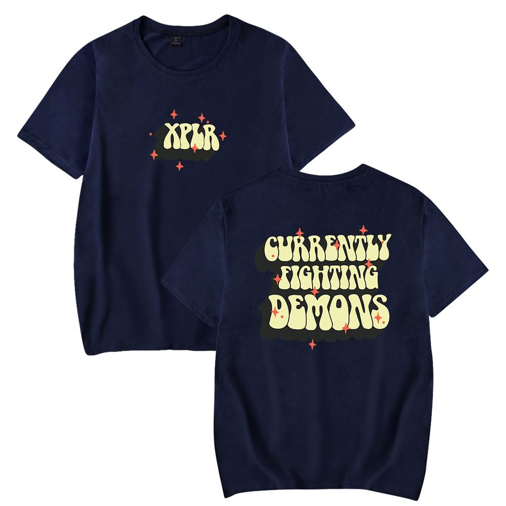 XPLR Tshirt Sam and Colby Fighting Demons T-Shirt Merch Men Summer Women's Short Sleeve O-Neck Tee (Navy Blue,M)