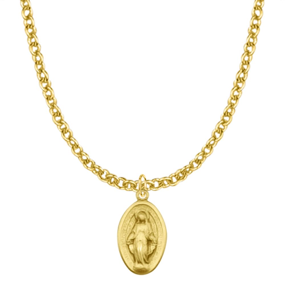 TrueFaithJewelry 12KT Gold-Filled Our Lady Of Grace Miraculous Medal Necklace Pendant Religious Jewelry, 5/8 Inch