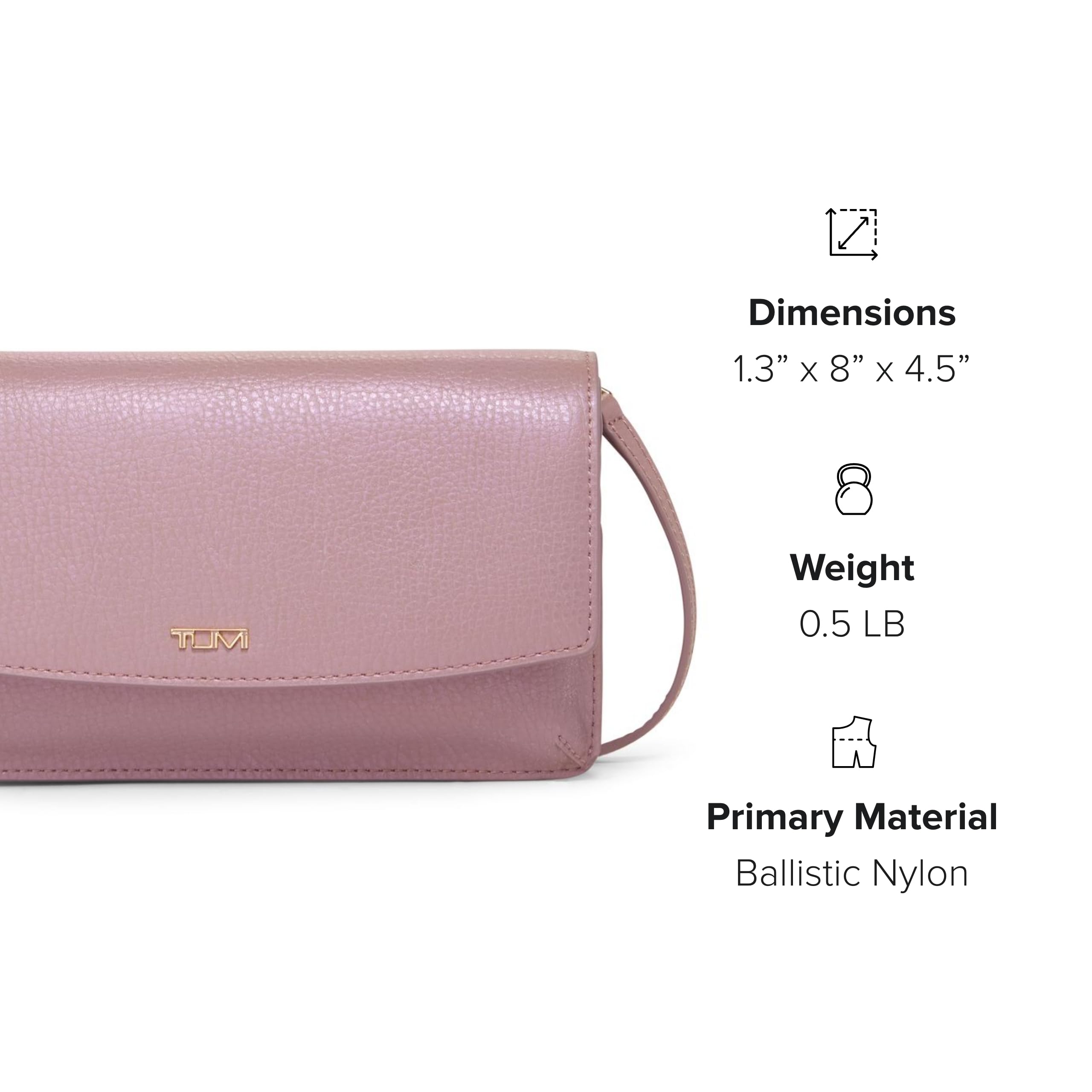 TUMI - Belden Crossbody Wallet Bag - Multipurpose Leather Travel Wallet - With Pockets & Card Holder - 4.5" x 8.0" x 1.3" - Pearl Pink