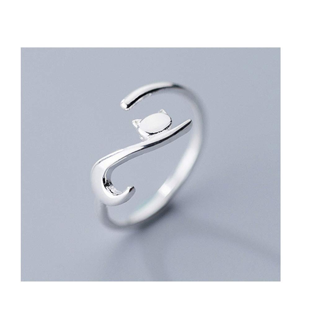Women Girls Adjustable Rings Jewellery Cat Animal Rings Open Ring (silver)