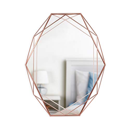Umbra 358776-880 Prisma Modern Geometric Shaped Oval Mirror Wall Decor for Bedroom, Bathroom, Living, Dining Room, 22.5" Length x 17" Height x 3.75” Width, Copper