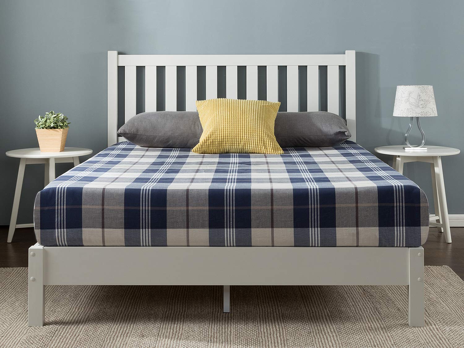 ZINUS Wen Wood Deluxe Platform Bed Frame with Headboard, Solid Wood Foundation, Wood Slat Support, No Box Spring Needed, Easy Assembly, Full