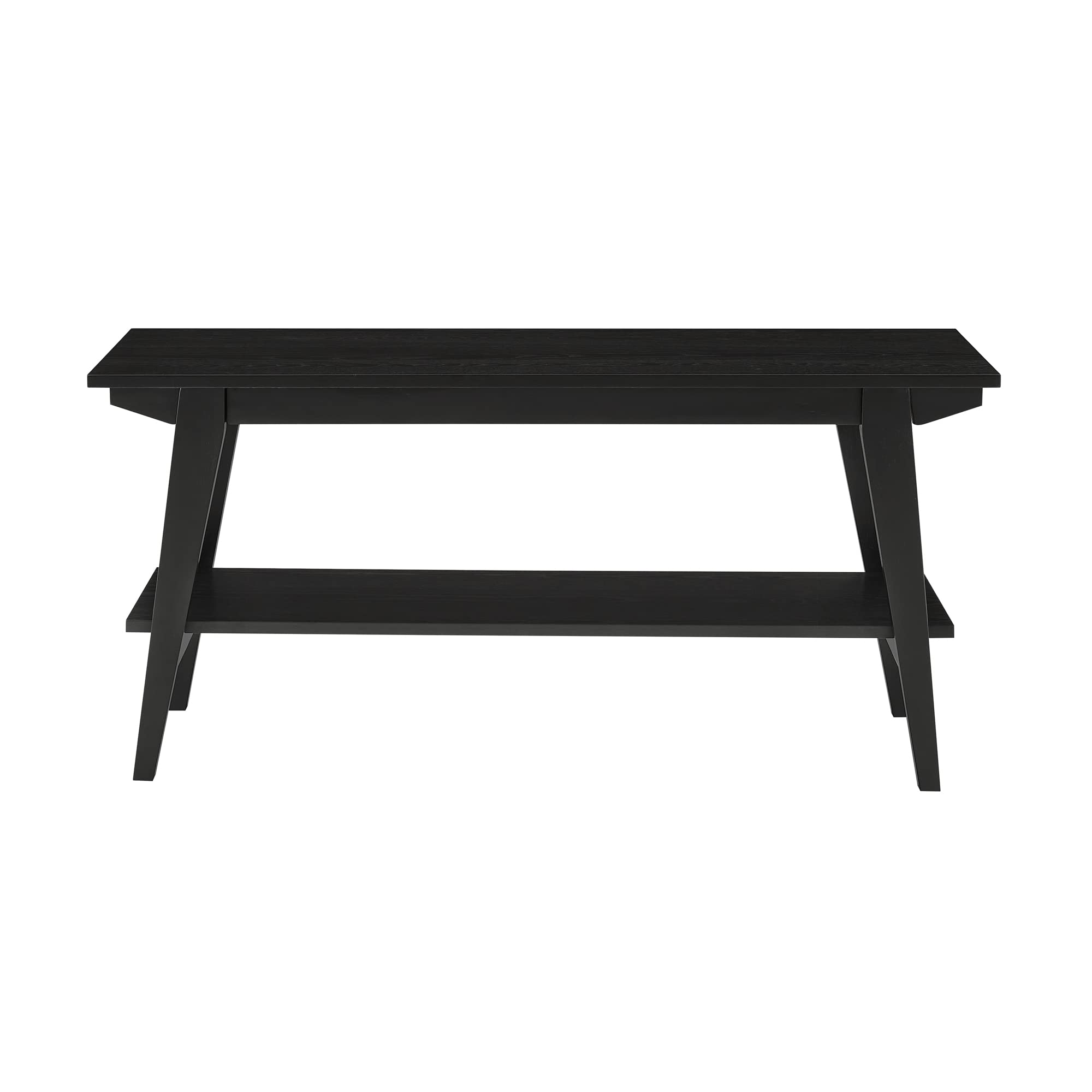 Walker Edison Sibu Japandi Minimalist Entry Bench with Lower Shelf, 39 Inch, Black