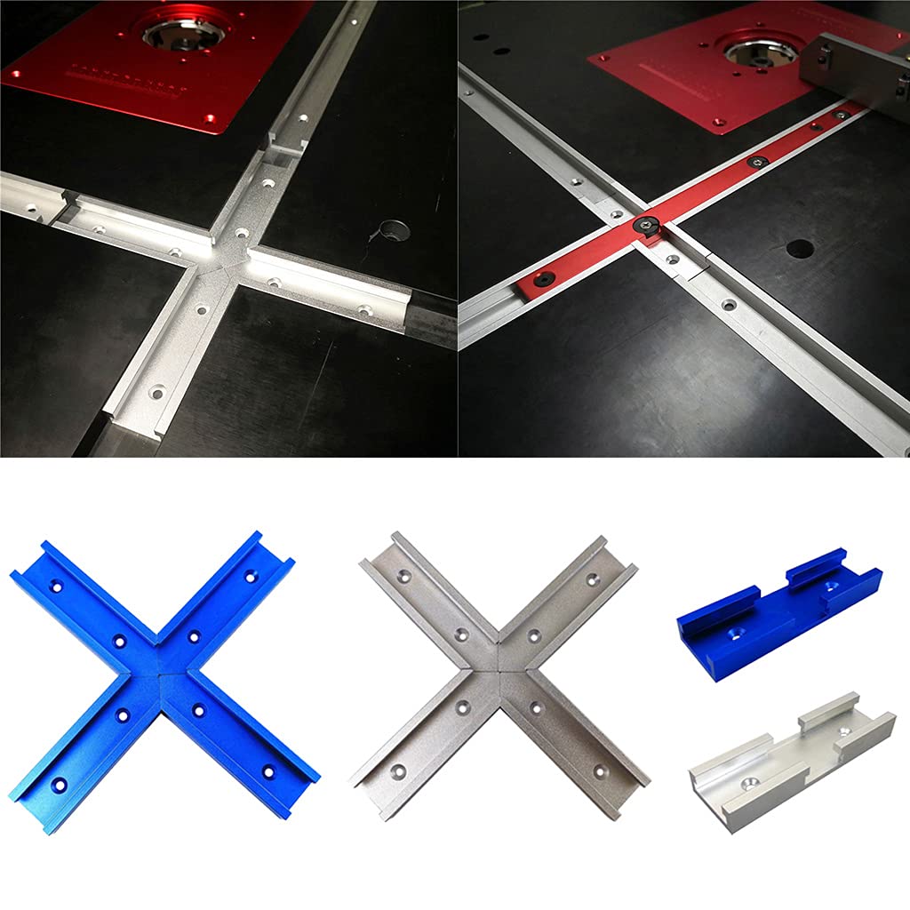 T-Track For Cross Connector With Predrilled Mounting Holes Aluminum Alloy Saw Table Track Intersection Pa Useful T-Track Intersection Kit For Woodworking Double-Cut Jig Profile