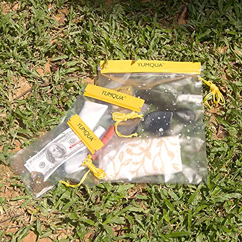YUMQUA Clear Waterproof Bags, Water Tight Cases Pouch Dry Bags for Camera Mobile Phone Maps Pouch Kayak Military Boating Document Holder, Yellow