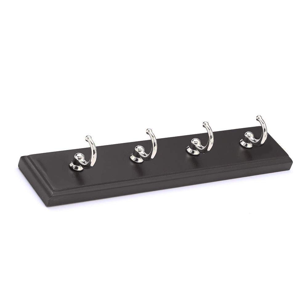 Wall Mounted Key Rail Rack Hanger Holder with 4 Hooks Storage Organizer Home Decor Black