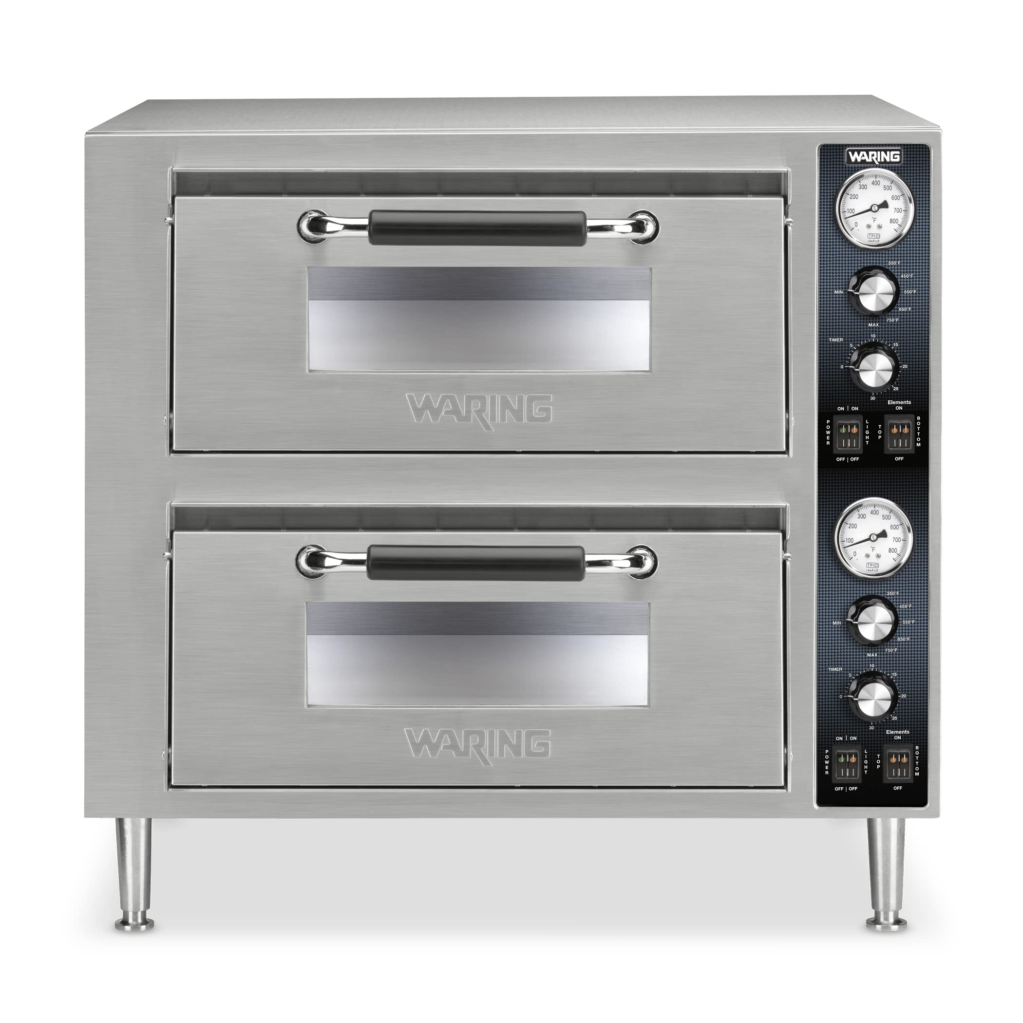 Waring WPO750 Double-Deck Pizza Oven (Dual Door), Silver
