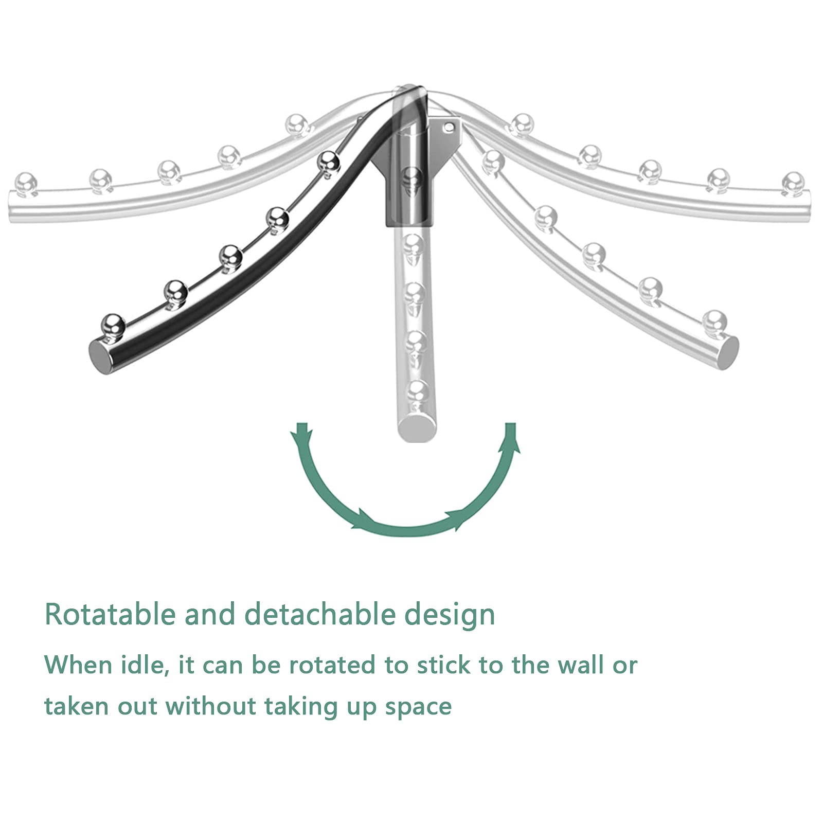 Wall Hangers for Clothes Stainless Steel, Clothing Rack Folding, 2 Pack Wall Mount Laundry Hangers Metal Closet Rod Storage with Swing Arm Wardrobe Organizer Coat Hook for Bathroom, Bedroom, Kitchen