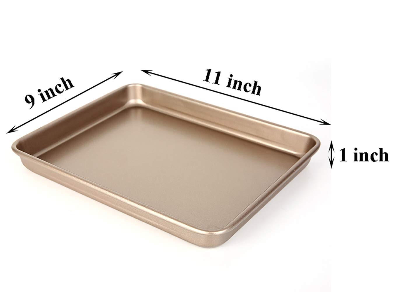 Walooza 11 Inch Baking Sheets Pan Nonstick Set of 2, Cookie Sheet Replacement Toaster Oven Tray,Deep Size 1 inch Bakeware, Non Toxic & Heavy Duty & Easy Clean