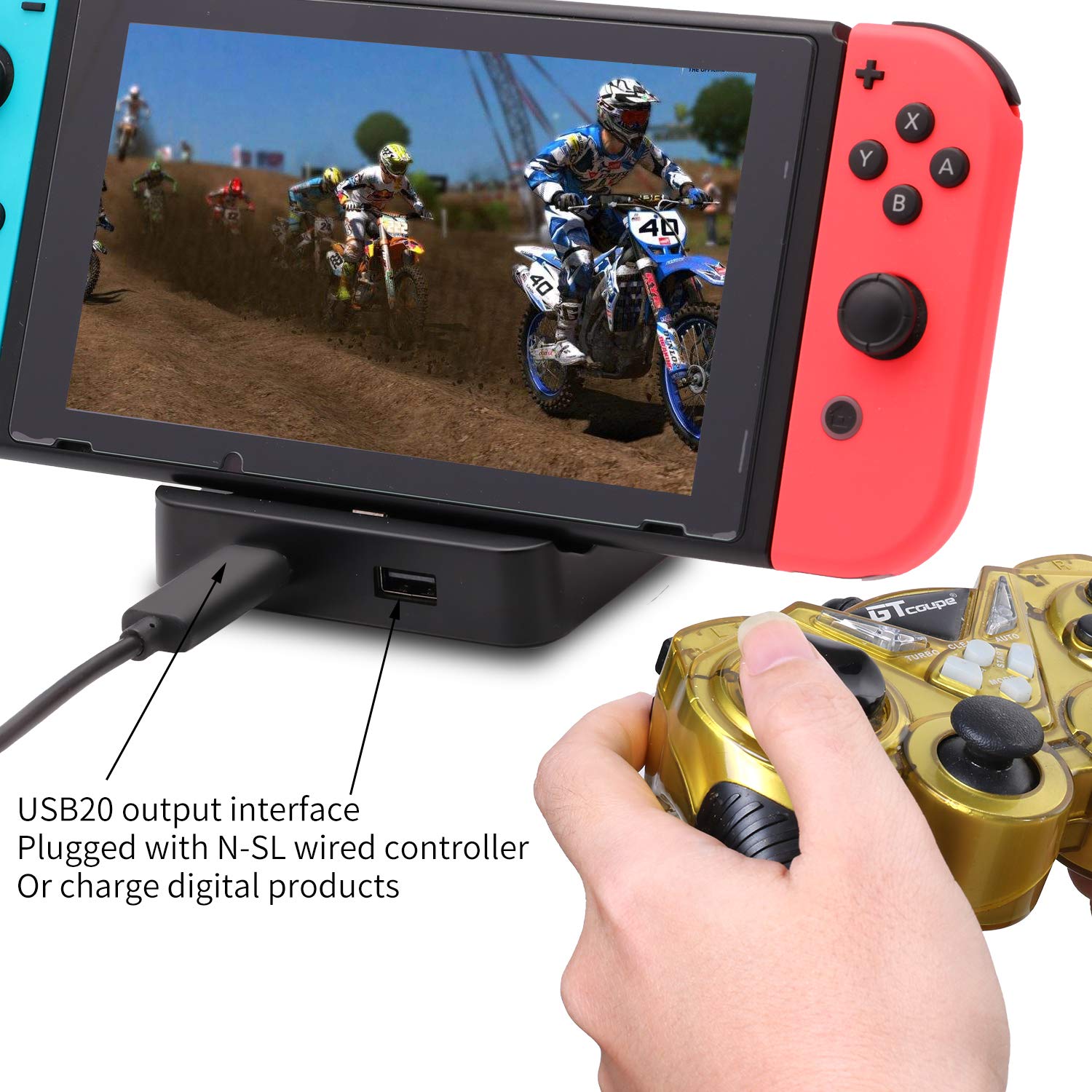 Switch OLED Charging Dock, Charger Station Compatible with Switch, Switch OLED Switch lite with 3 USB 2.0 Ports (Support Charging Switch with The Protective Case)