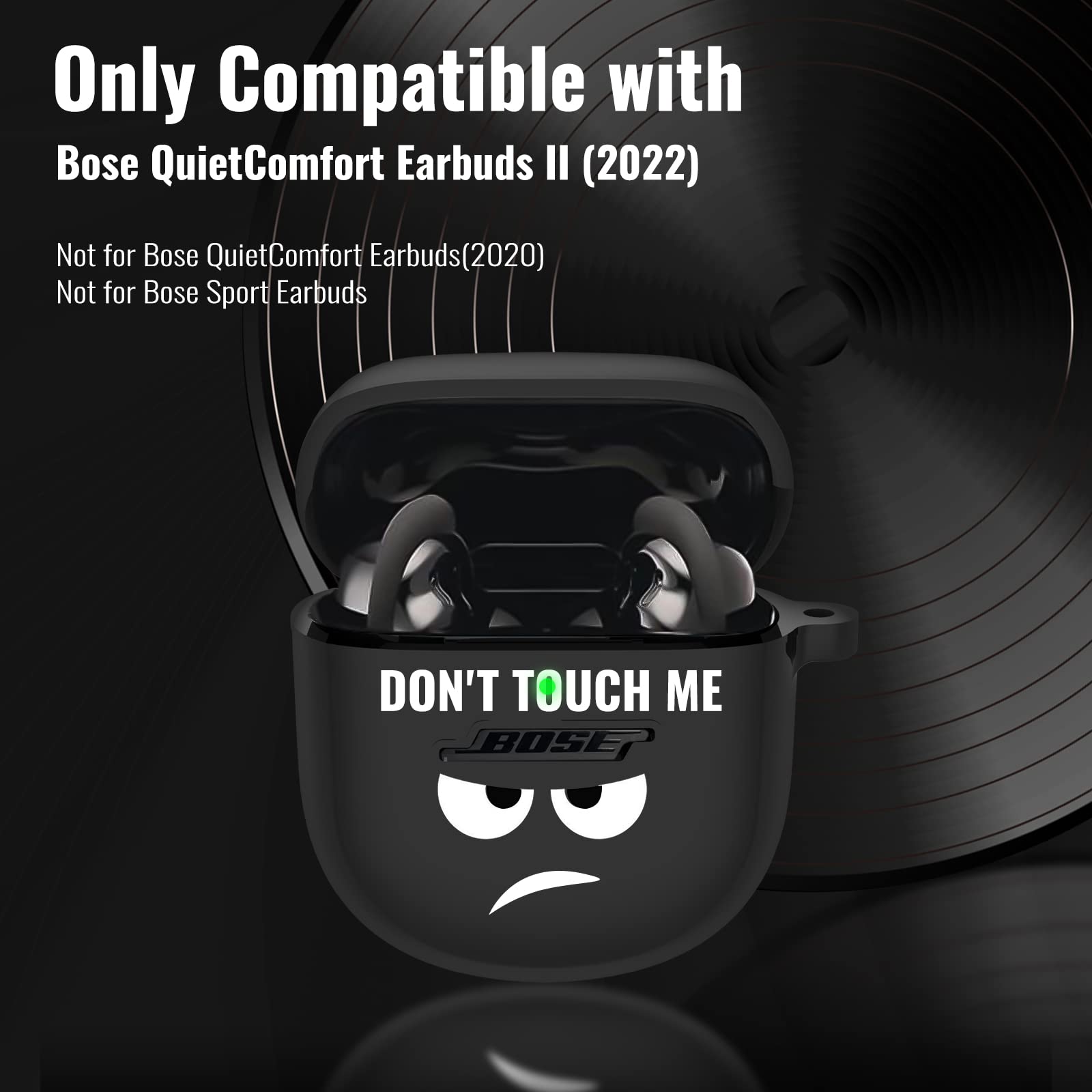 TOLUOHU for Bose QuietComfort Earbuds II Case(2022),Funny 【Don't Touch ME】 Unique Design Silicone Case Cover for Bose QC Earbuds 2 with Keychain & Lanyard (Black)