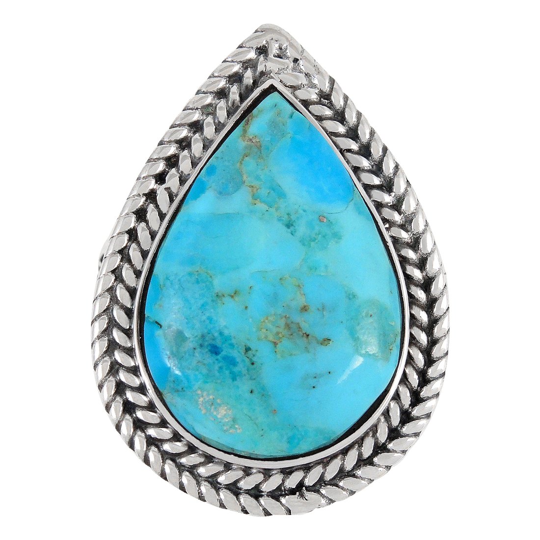 Turquoise Ring Sterling Silver 925 Genuine Gemstones Size 6 to 11 (Turquoise) (9)