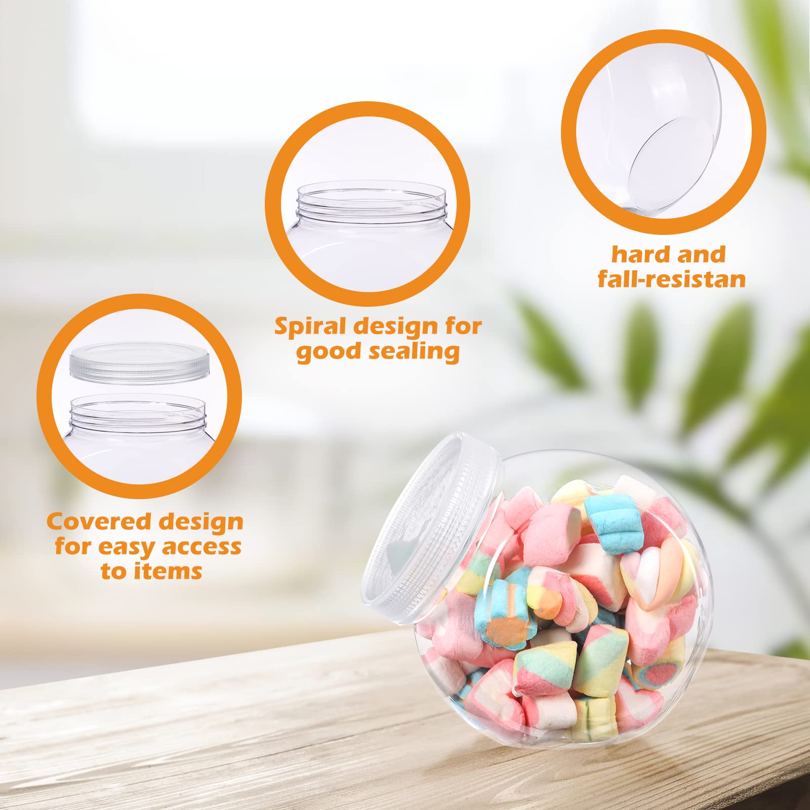 Sunnyray 8 Pcs 25 oz Plastic Candy Jars with Lids Plastic Candy Jars for Candy Buffet Clear Candy Dishes with Lids Candy Buffet Containers Set Plastic Cookie Jar Candy Holder for Party Table Kitchen