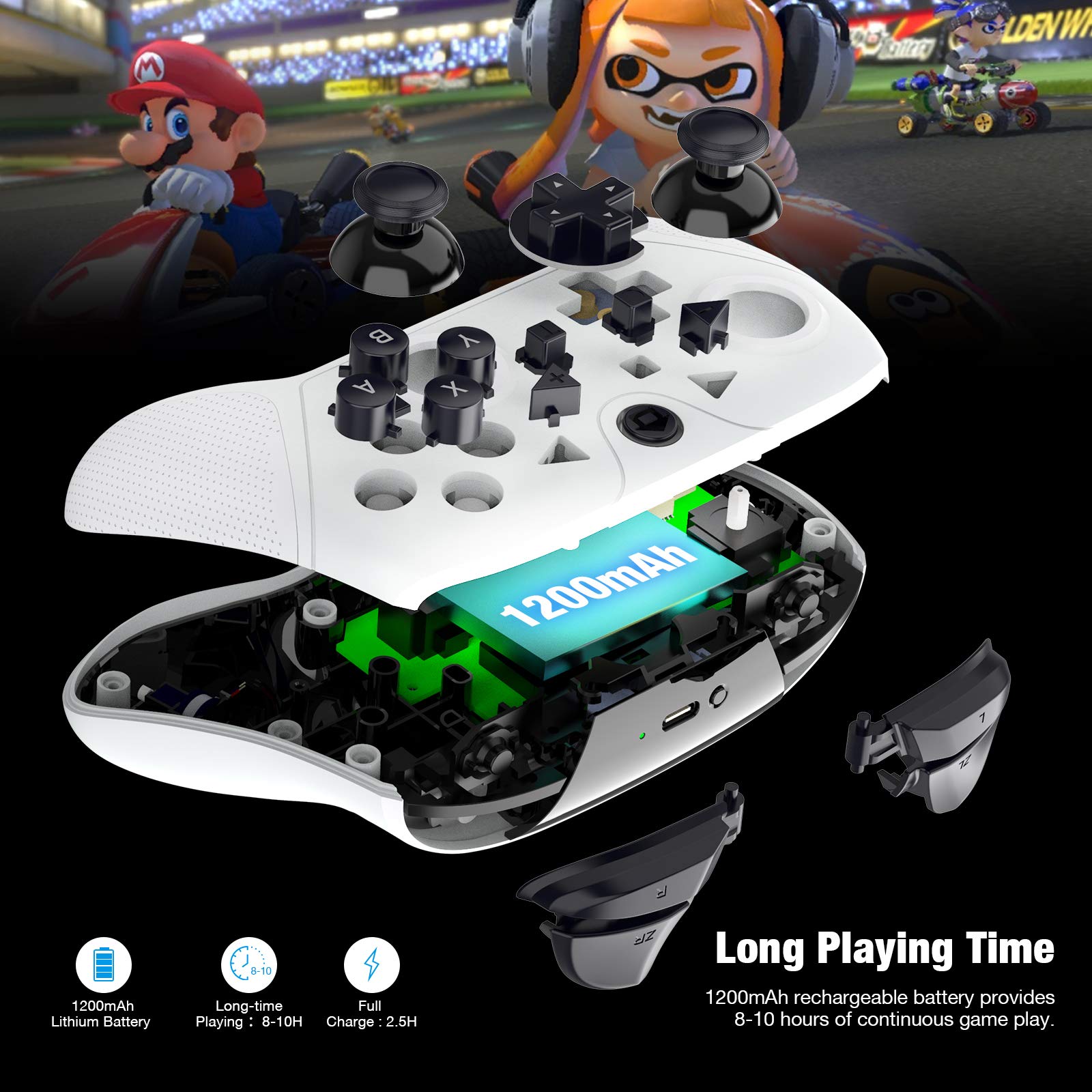 Switch Pro Controller for Switch/Switch Lite, YAEYE Wireless Motion Remote Pro Controller Gamepad Joystick with NFC/Wakeup/Turbo/Dual Vibration and Motion Control Function