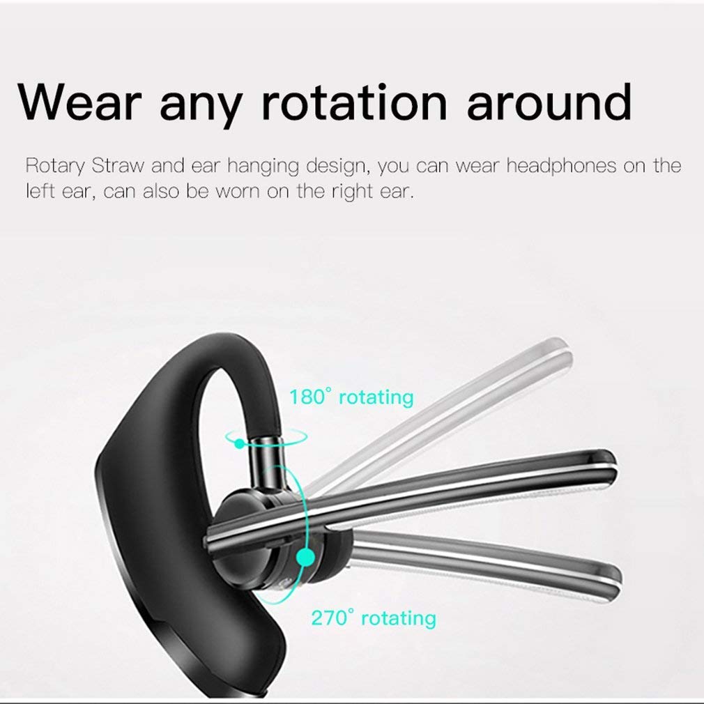 Wireless Bluetooth Headset Earpiece Business Earphones Cell Phones HD Stereo Sweatproof Headsets for Hands Free Workout 10 Hour Battery Noise Cancelling Earbuds