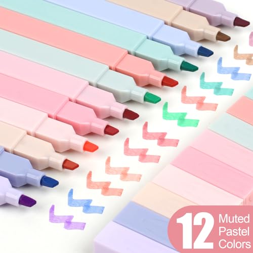 Utron 12pcs Bible Highlighters, Bible Highlighters No Bleed, Pastel Highlighter Set, Cute Highlighters, No Bleed Bible Highlighters Pastel (12 Color)
