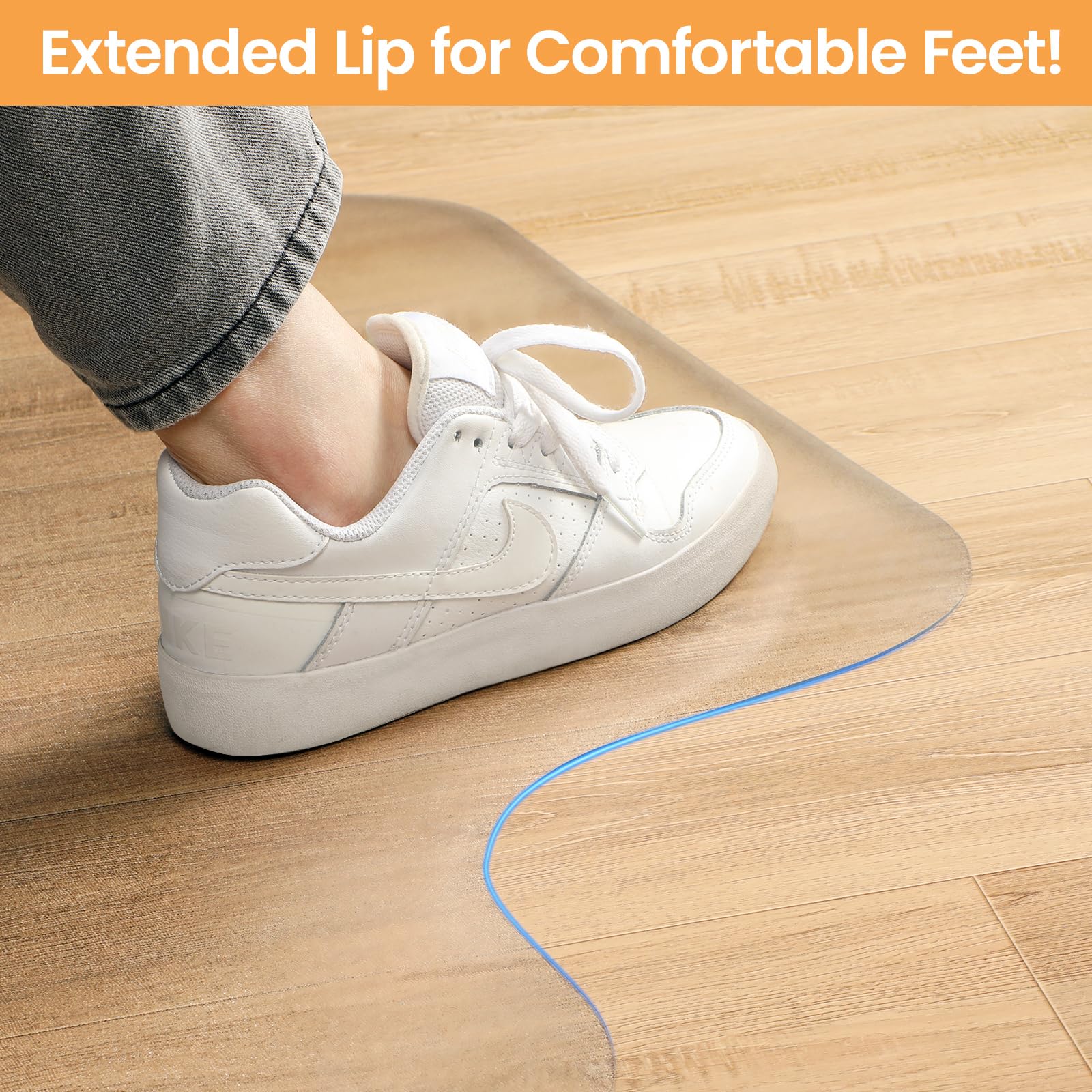 Yecaye Desk Chair Mat for Hardwood Floor, 48"×36" Office Chair Mat, PVC Computer Chair Mat, Floor Protector for Rolling Chair, Only for Hard Floor