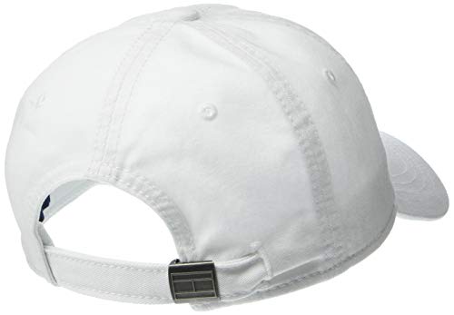 Tommy Hilfiger Men's Cotton Tony Adjustable Baseball Cap (Pack of 1), Classic White, One Size