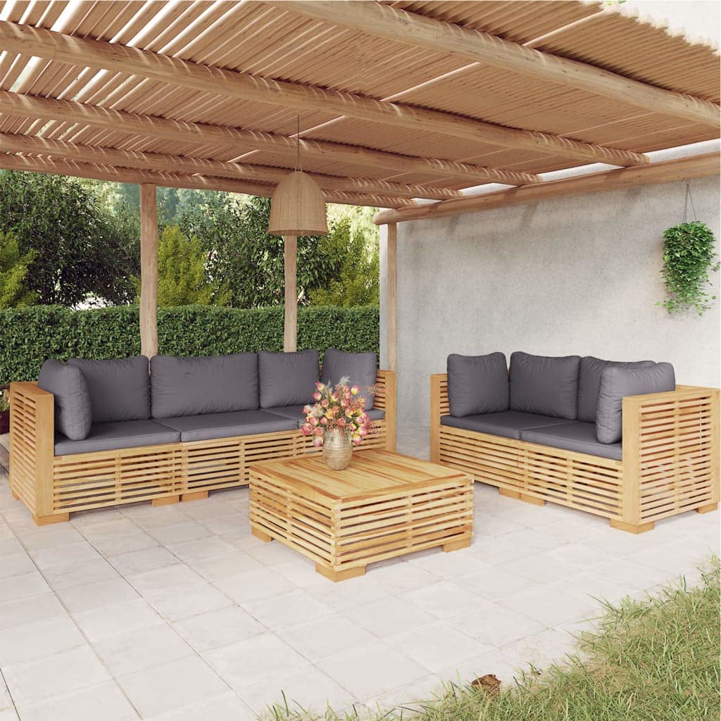 WEHUOSIF 6 Piece Patio Lounge Set with Cushions,Garden Lounge Set,Combination Sofa,Pool Sofa Set,Conversation Sofa,Party Furniture,for Homes,Offices,Living Room,Cafes,Solid Wood Teak