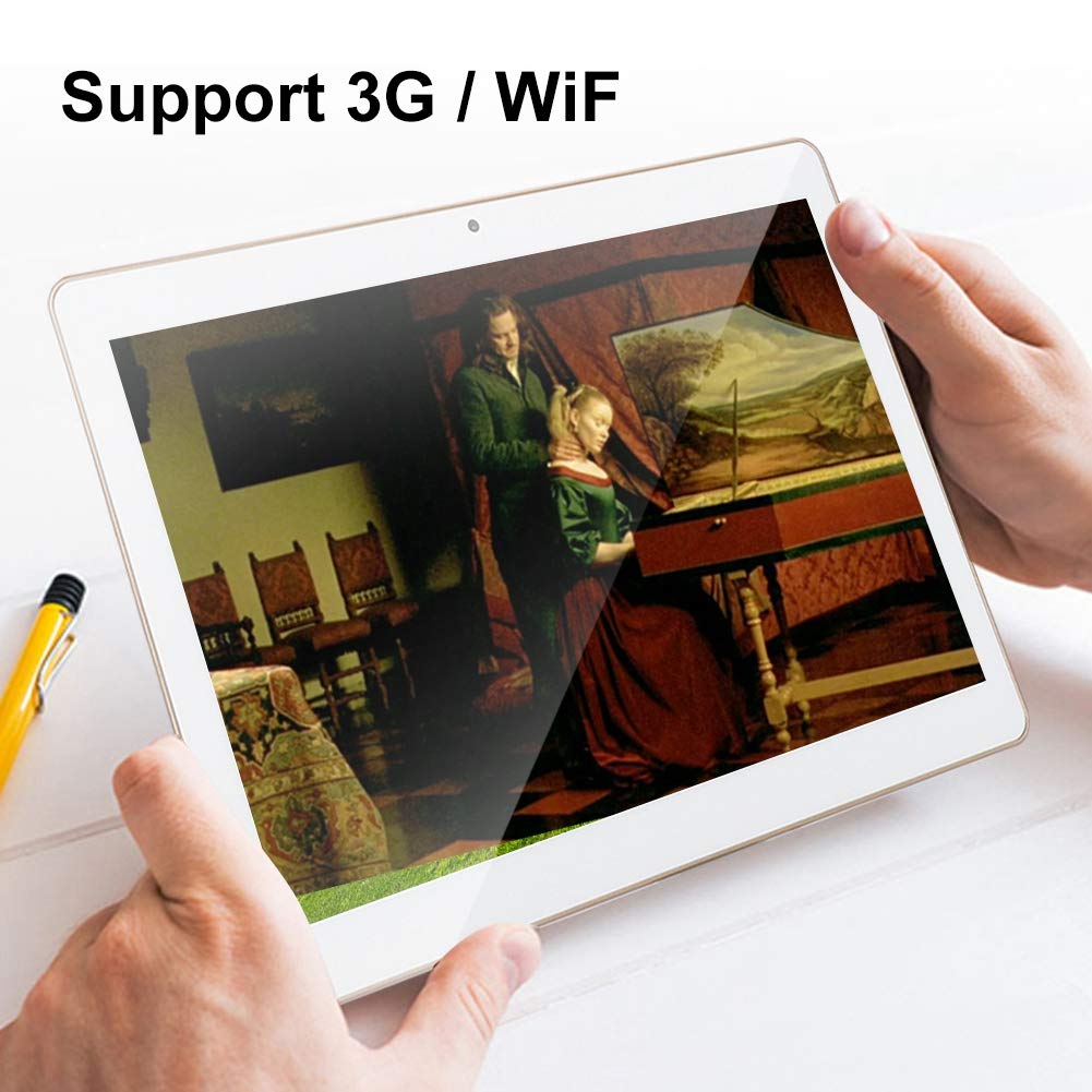 Yoidesu MY-KT6582 10-inch HD Android Tablet 1GB RAM 16GB ROM Support 128GB Expand Dual Camera Quad-Core Processor 3G WiFi Bluetooth GPS (White)