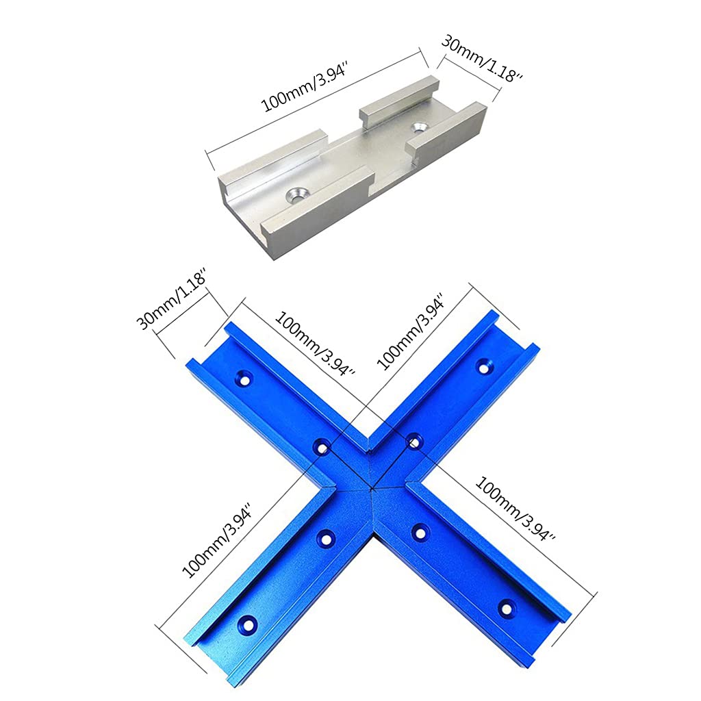 T-Track For Cross Connector With Predrilled Mounting Holes Aluminum Alloy Saw Table Track Intersection Pa Useful T-Track Intersection Kit For Woodworking Double-Cut Jig Profile