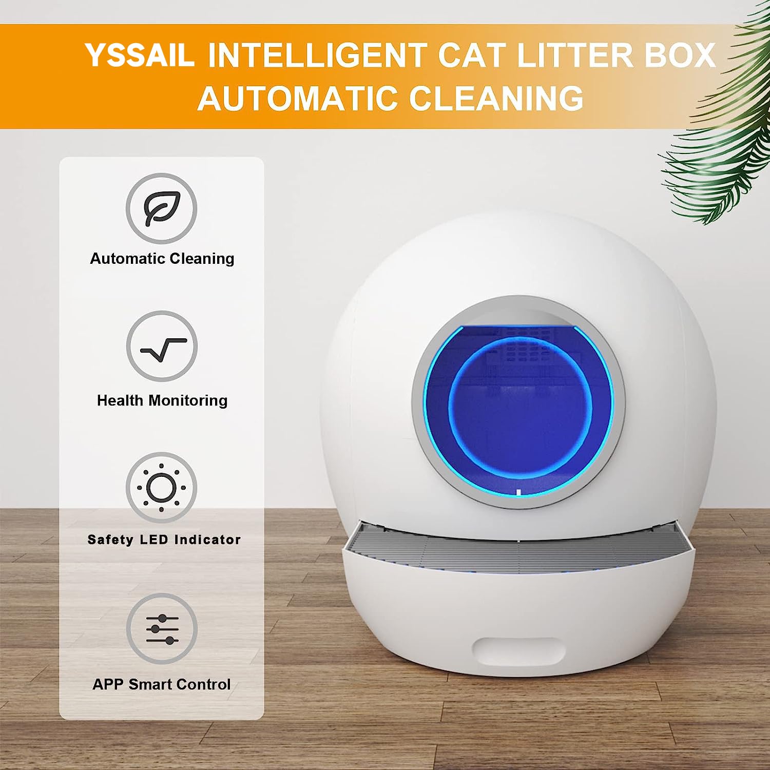 YYSAIL Self-Cleaning Cat Litter Box Extra Large Smart Automatic Cat Litter Box with APP Control & Safe Alert & Smart Health Monitor, Odor Removal Cat Litter Box for Multiple Cats