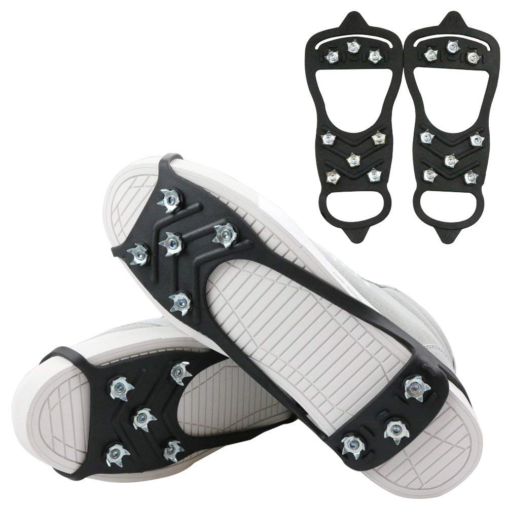 The Fisherman 8 Studs Anti Slip ice Grips, Walk Traction Cleats for Shoes Boots, crampons for Hiking (Size L)