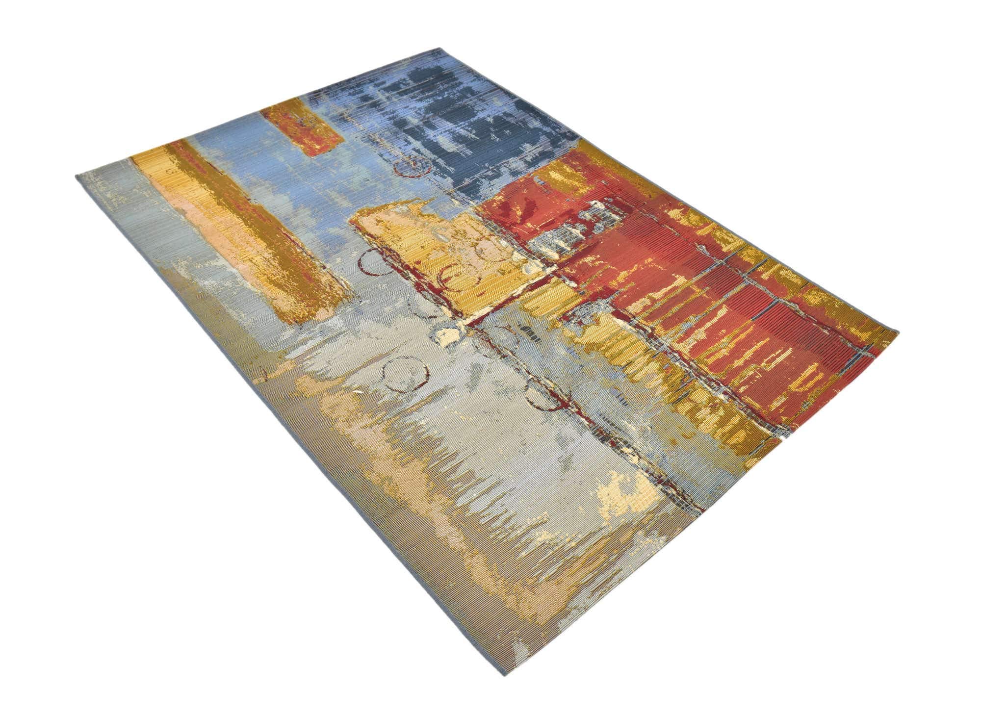 Unique Loom Outdoor Modern Collection Area Rug - Baja (4' 1" x 6' 1" Rectangle, Multi/ Beige)